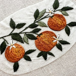 Orange Branch Embroidery Pattern, Summer Embroidery Pattern PDF ...