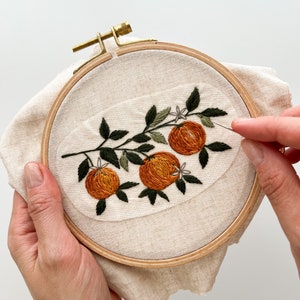 Orange Branch Embroidery Pattern, Summer Embroidery Pattern PDF ...