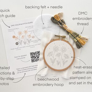 Daisies Embroidery Kit, Floral Hand Embroidery Kit for Beginners, Daisy ...