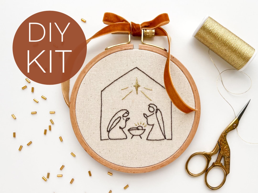 Nativity Scene Embroidery Kit, Christmas Embroidery Kit DIY, Modern ...