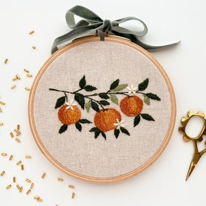Orange Branch Embroidery Kit, Beginner Embroidery DIY Kit, Oranges ...