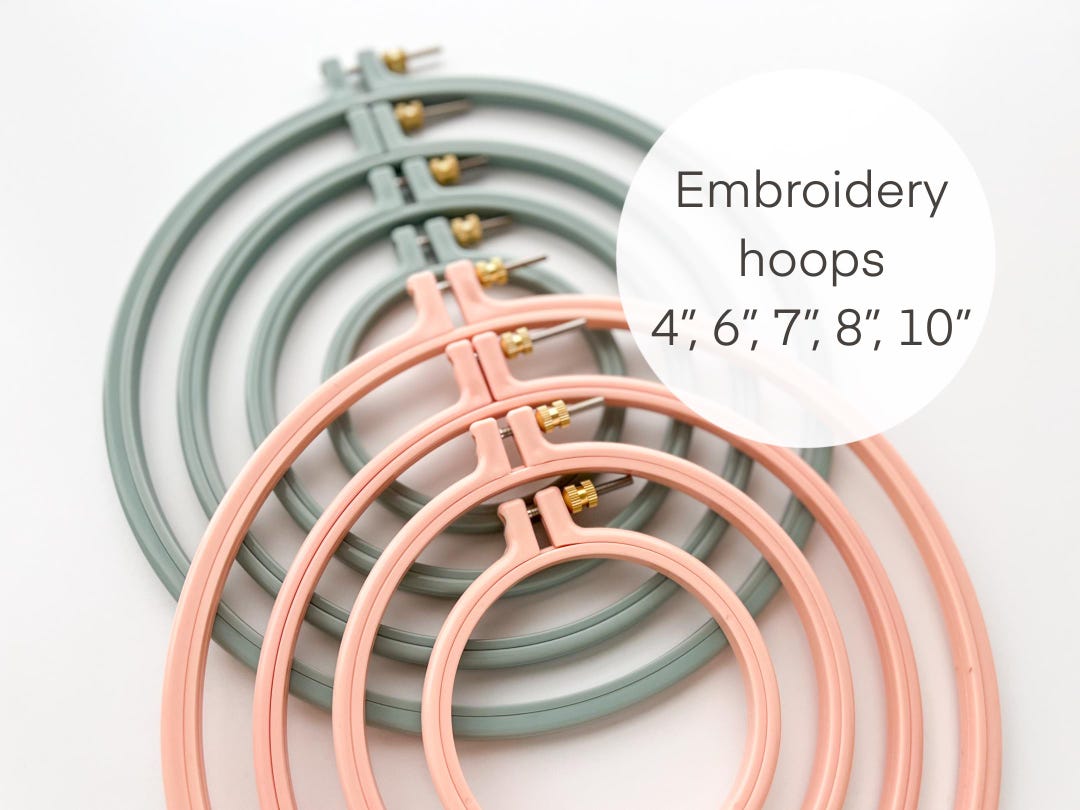Plastic Embroidery Hoops 4”, 6”, 7”, 8”, 10”, Pastel Embroidery Hoops ...
