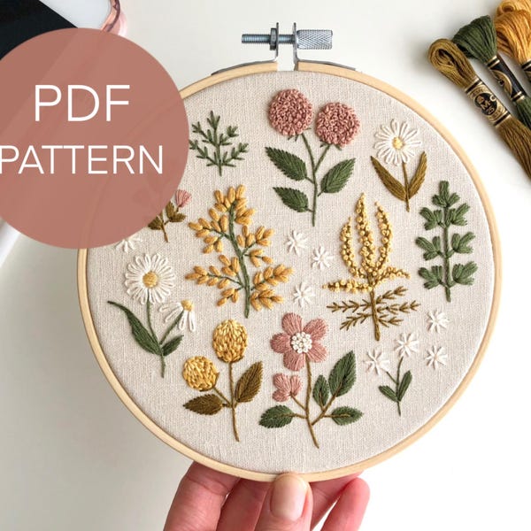 Floral Embroidery Pattern - Etsy