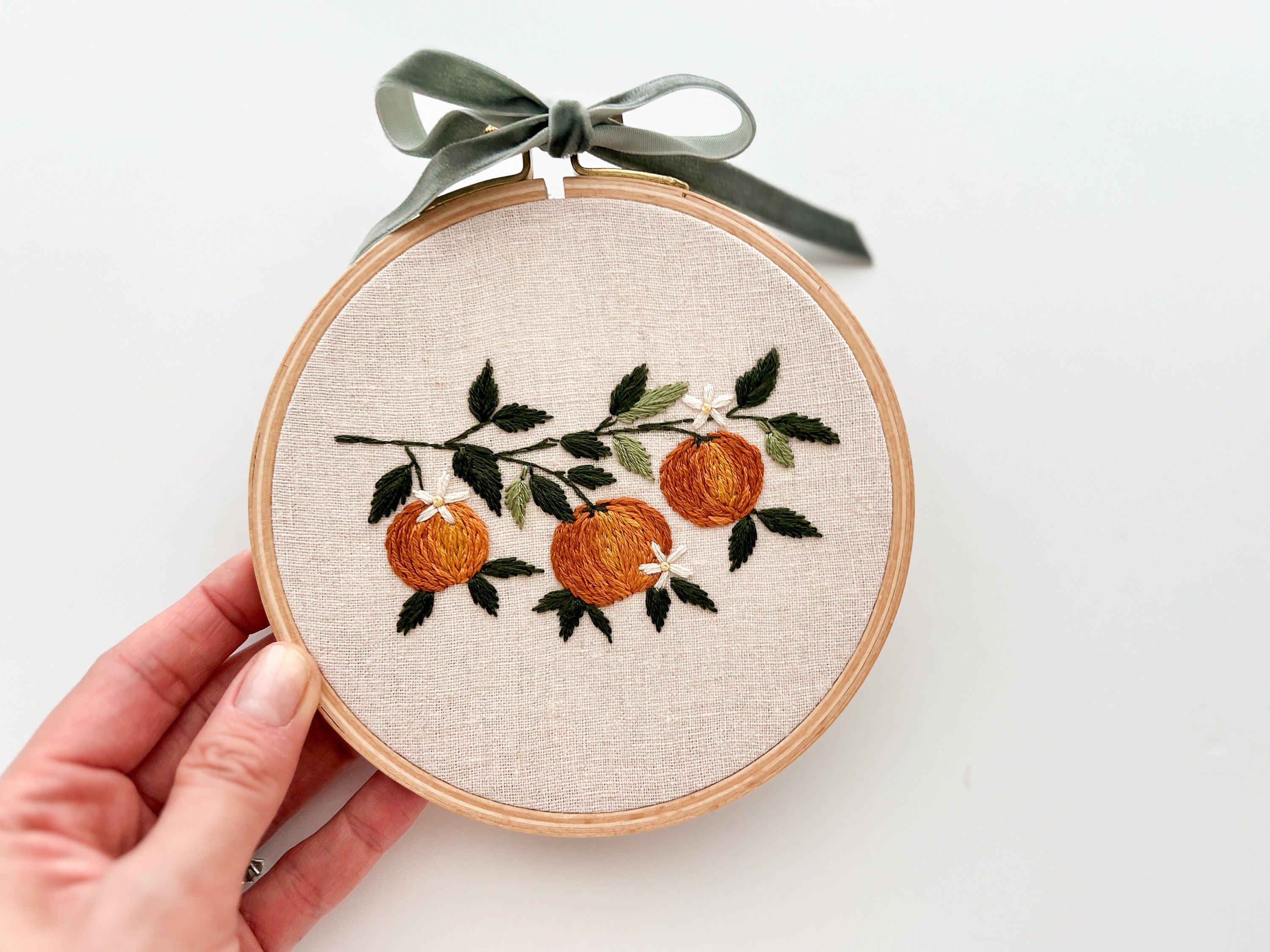 Orange Branch Embroidery Pattern, Summer Embroidery Pattern PDF ...