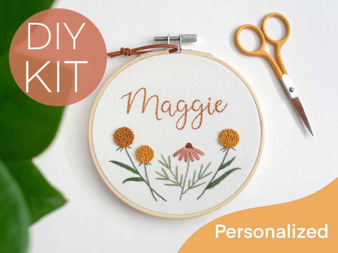Personalized Embroidery Kit, Beginner Embroidery Kit, Custom Name ...