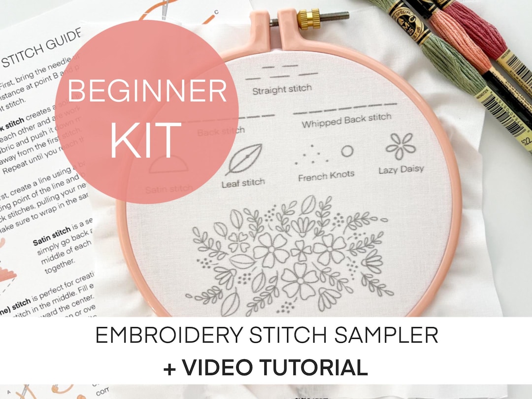 Beginner Embroidery Kit - STITCH SAMPLER, Floral Hand Embroidery Kit ...