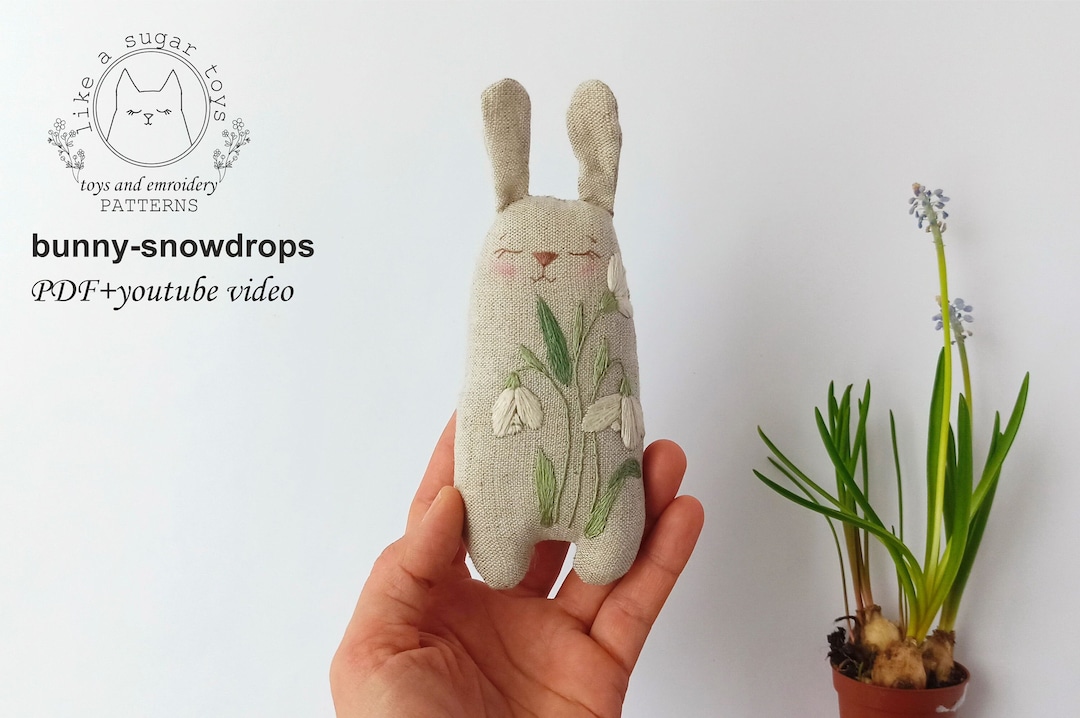 PDF Pattern + Video Tutorial, Handmade Bunny Toy With Botanical ...
