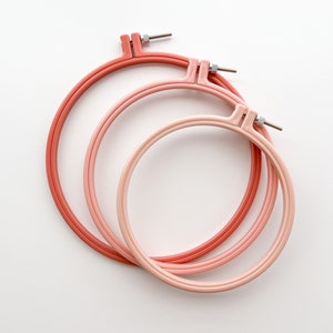 Elovell Embroidery Hoops 6”, 7”, 8”, Pink Plastic Embroidery Hoops With ...