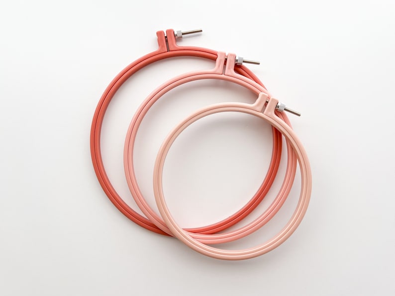 Elovell Embroidery Hoops 6”, 7”, 8”, Pink Plastic Embroidery Hoops With ...