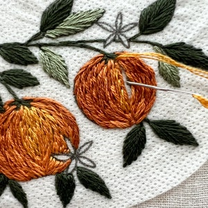 Orange Branch Embroidery Pattern, Summer Embroidery Pattern PDF ...