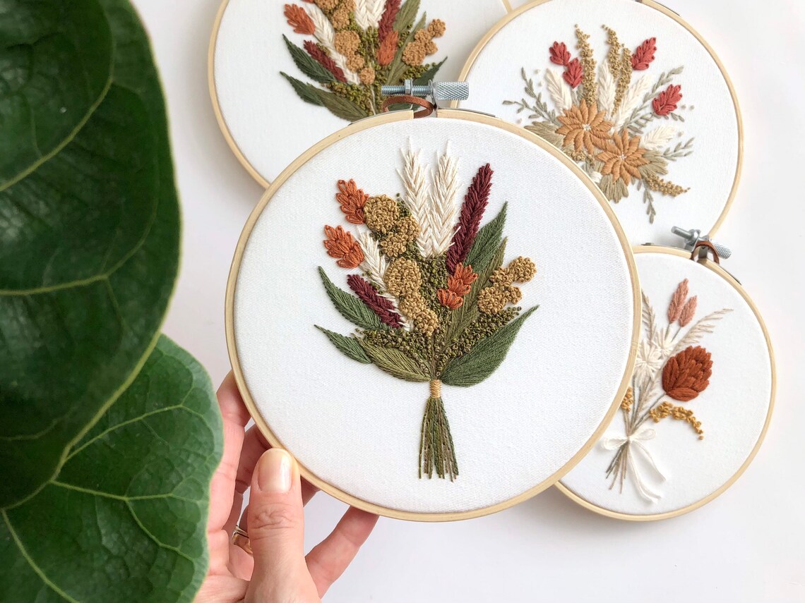 Fall Embroidery Bouquet Pattern Fall Flowers Embroidery Pdf - Etsy
