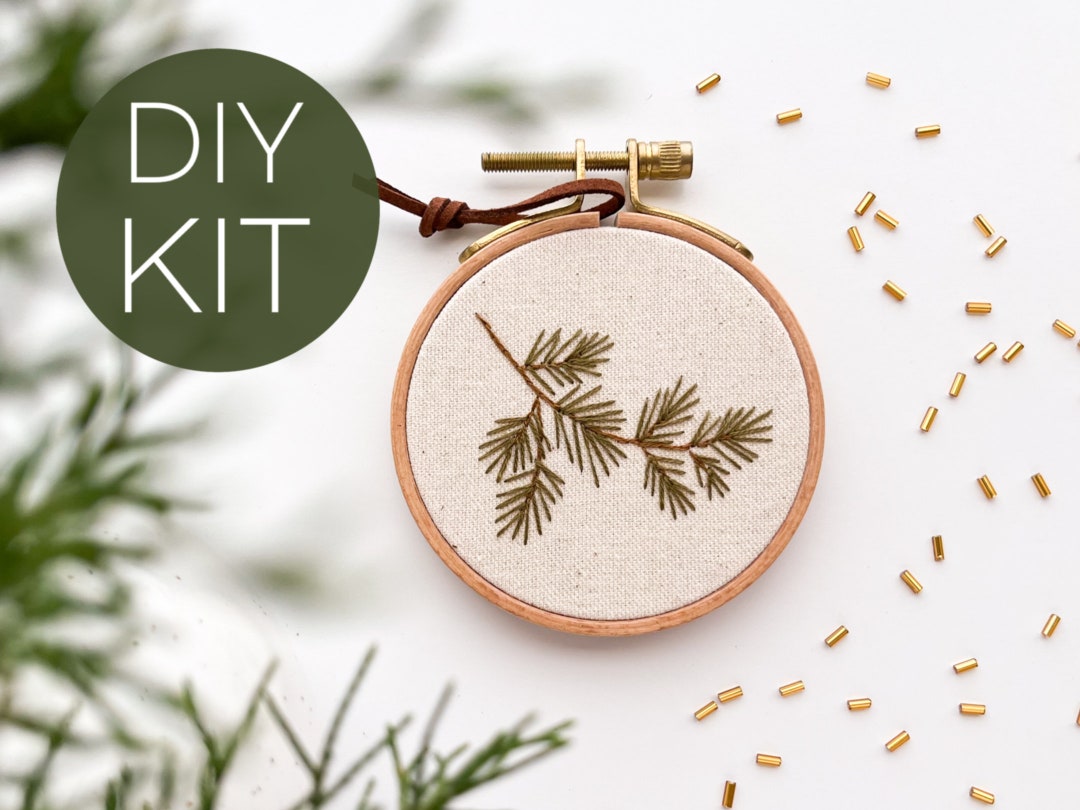 Holiday Pine Embroidery Kit, Christmas Pine Ornament Kit, Diy Ornament ...