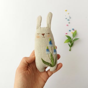 PDF Pattern + Video Tutorial, Linen Bunny Sewing Pattern, Stuffed Bunny ...