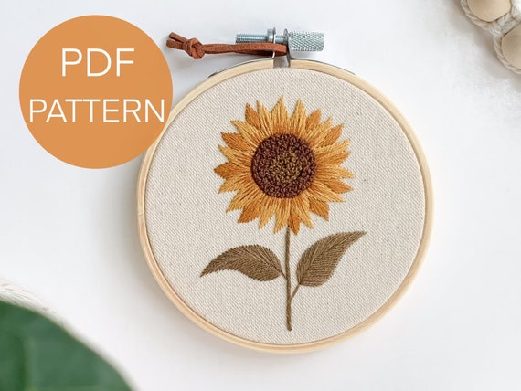Sunflower Embroidery Pattern Pdf Pattern Beginner Embroidery | Etsy