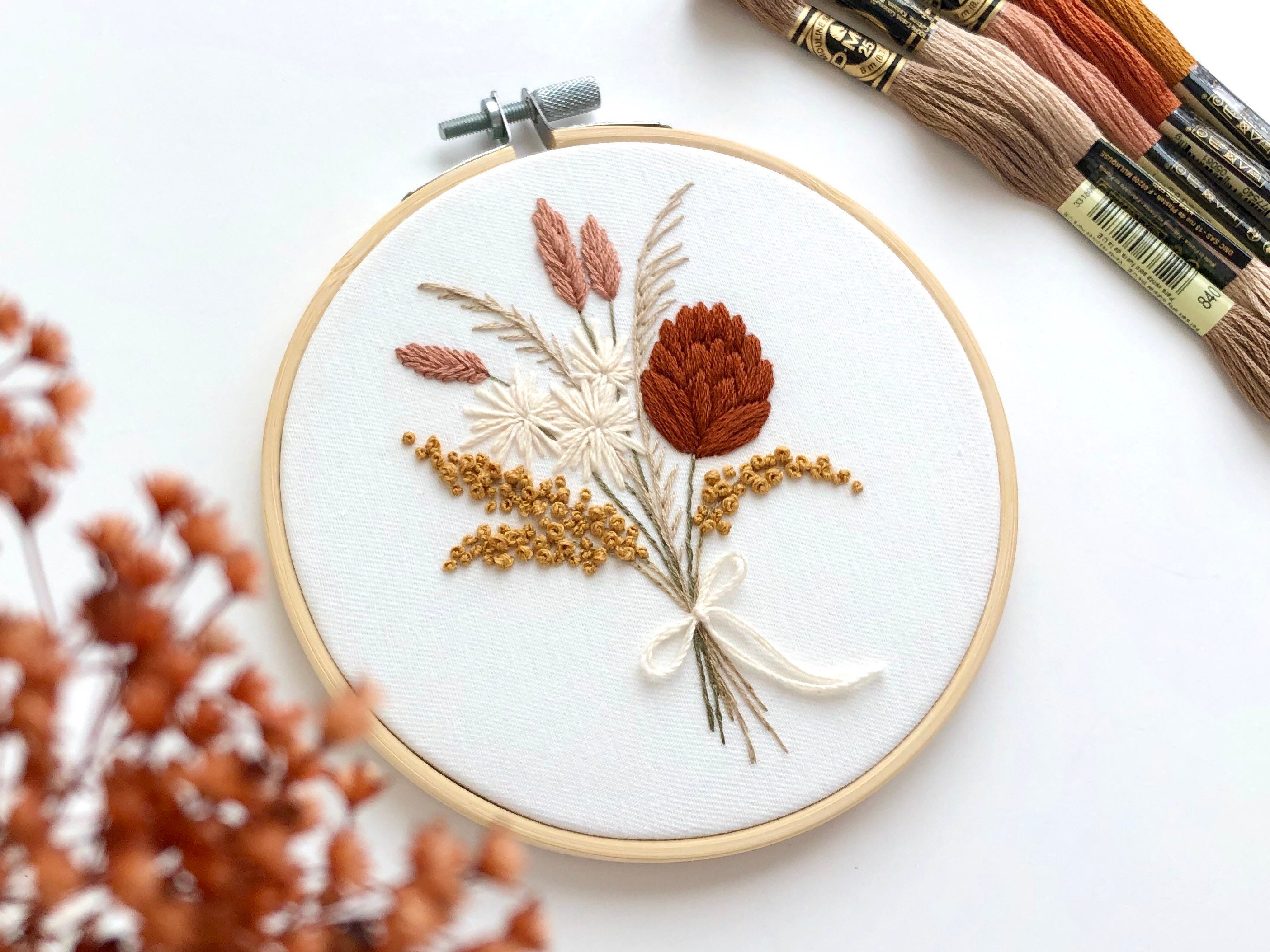 Dried Flowers Bouquet Embroidery Pattern Pdf Pattern - Etsy
