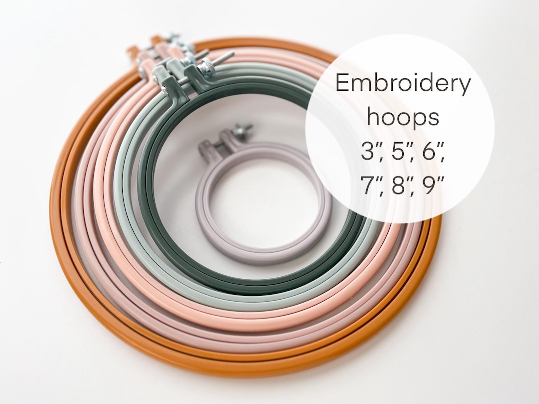 Plastic Embroidery Hoops 3”, 5”, 6”, 7”, 8”, 9”, Muted Colors No Slip ...