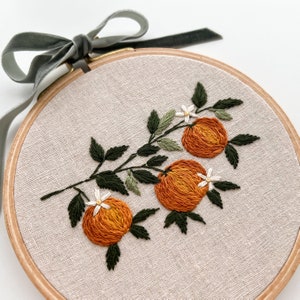 Orange Branch Embroidery Pattern, Summer Embroidery Pattern PDF ...