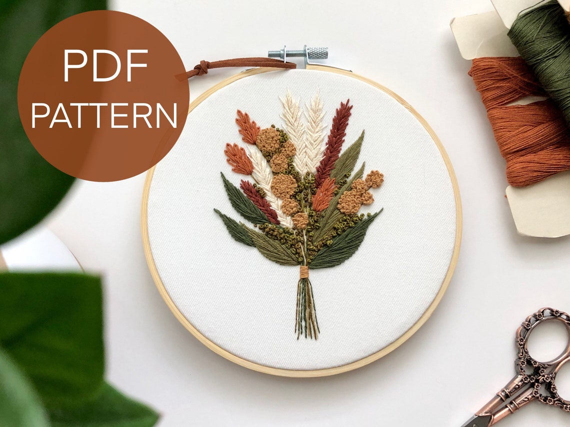 Fall Embroidery Bouquet Pattern Fall Flowers Embroidery Pdf - Etsy