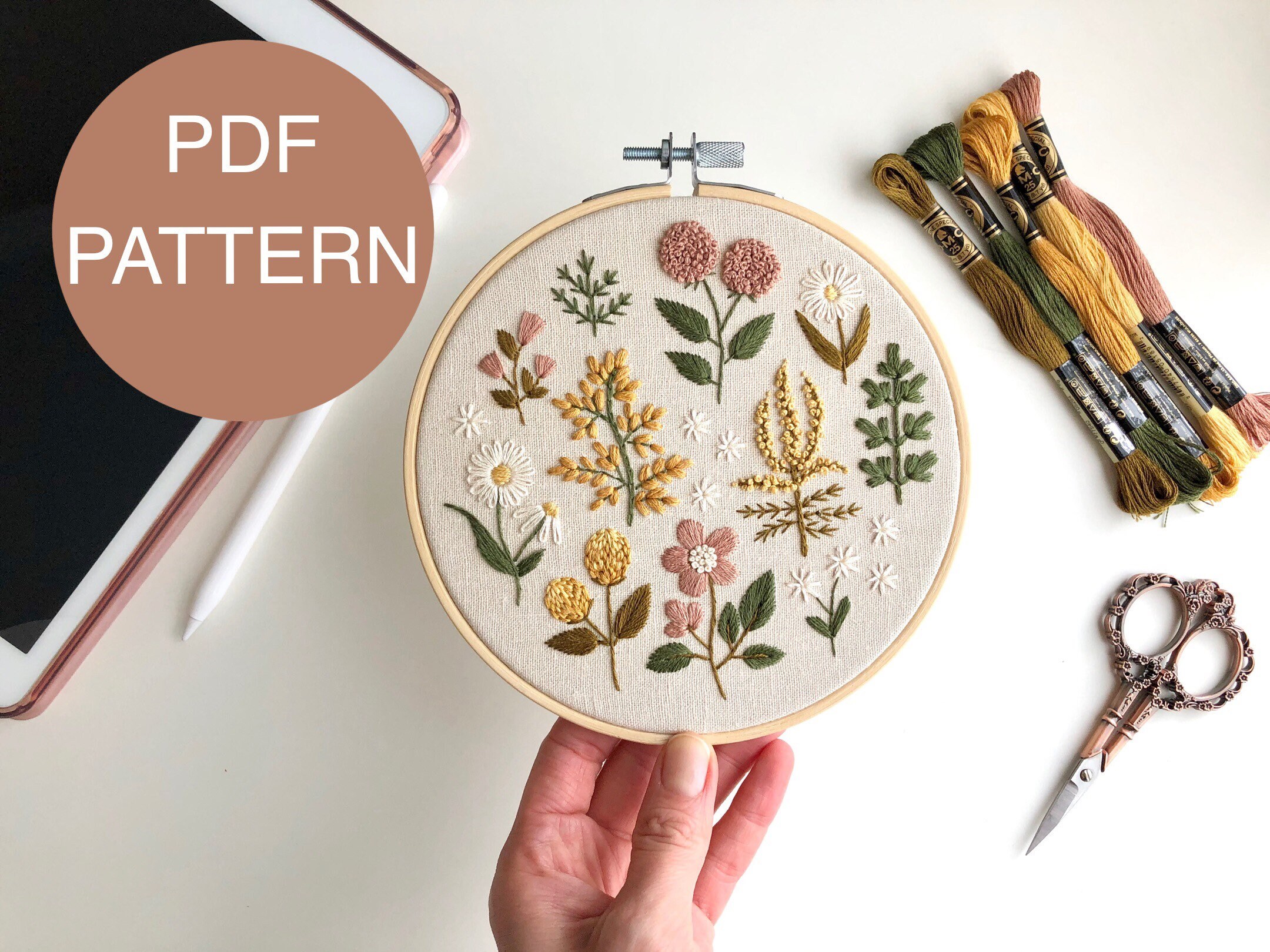 Vintage Wildflowers embroidery pattern botanical embroidery | Etsy