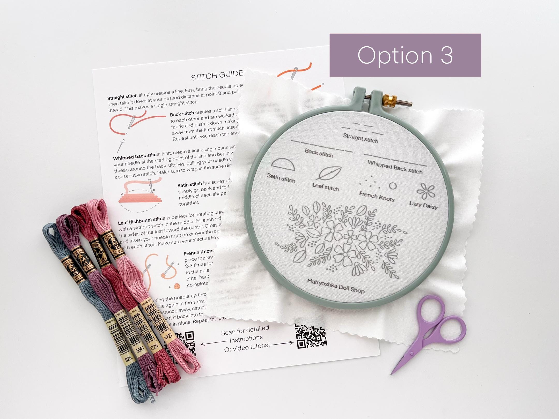 Beginner Embroidery Kit - STITCH SAMPLER, Floral Hand Embroidery Kit ...
