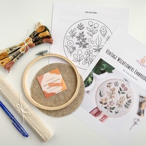 Vintage Wildflowers Embroidery Kit Floral Hand Embroidery Kit - Etsy