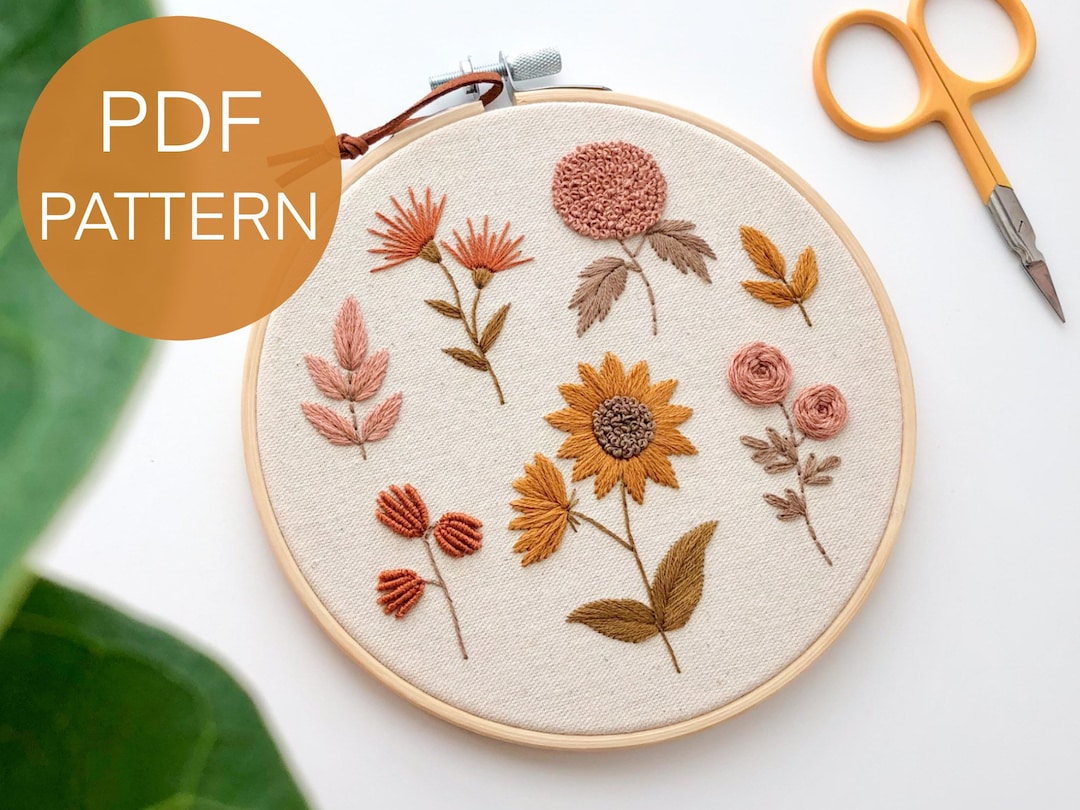 Fall Embroidery Pattern, Embroidery Flowers Pattern, Sunflower ...