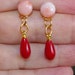 Petite 24MM Color Enhanced Red Coral Teardrop Elongated Earring Jackets ...