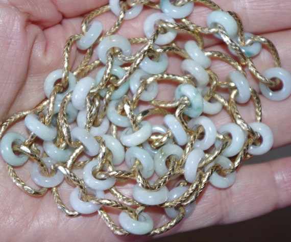 Jadeite Jade Circle Long Interlocking Fancy Chain Lar… - Gem