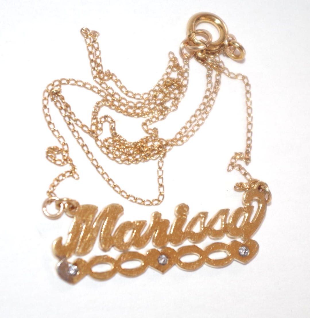 1/20 14K Gold Filled Marissa Name Pendent & Chain Vintage Old Stock ...