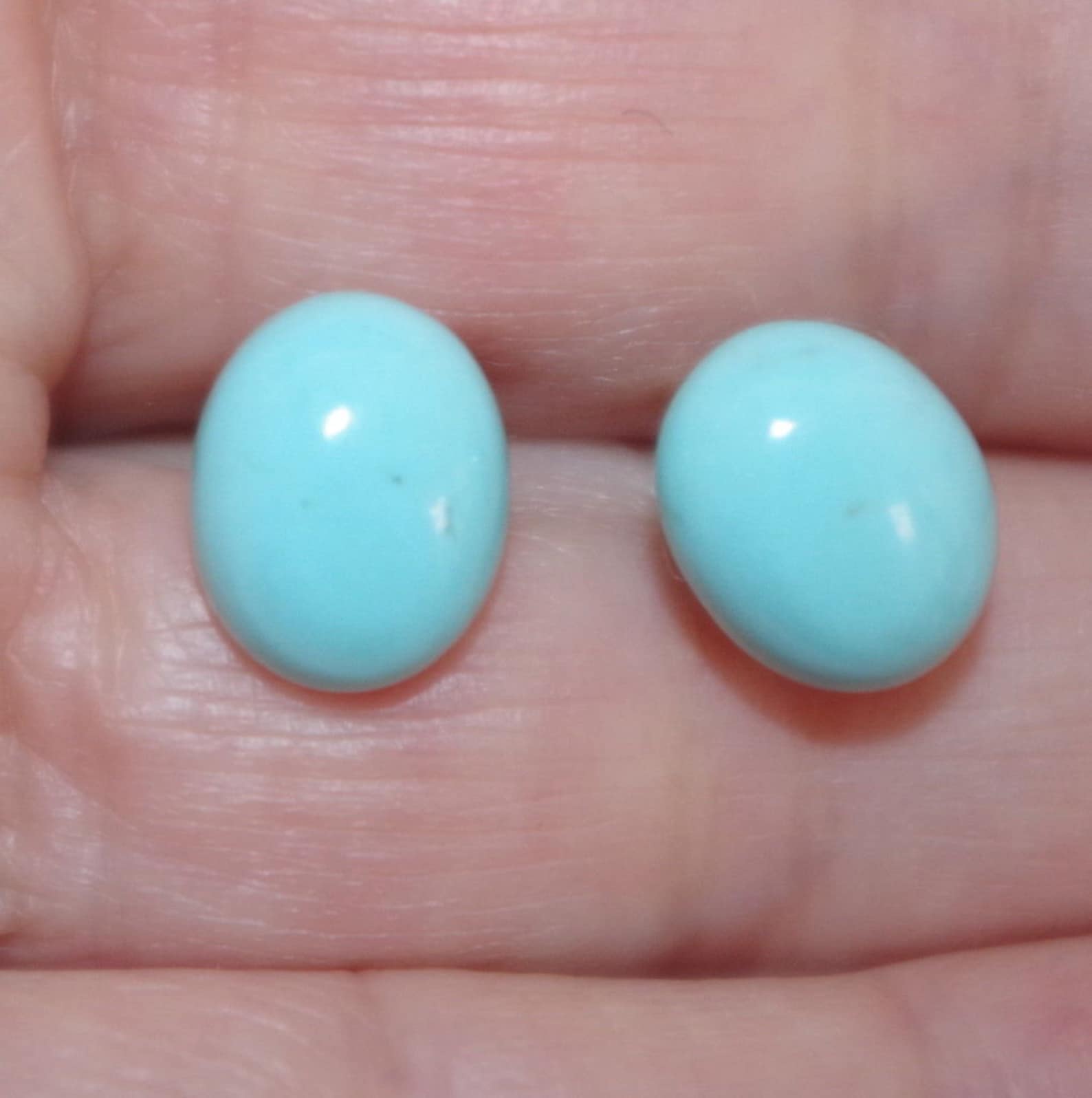 14K Sleeping Beauty Turkish Turquoise Quality 9MM Oval Stud - Etsy