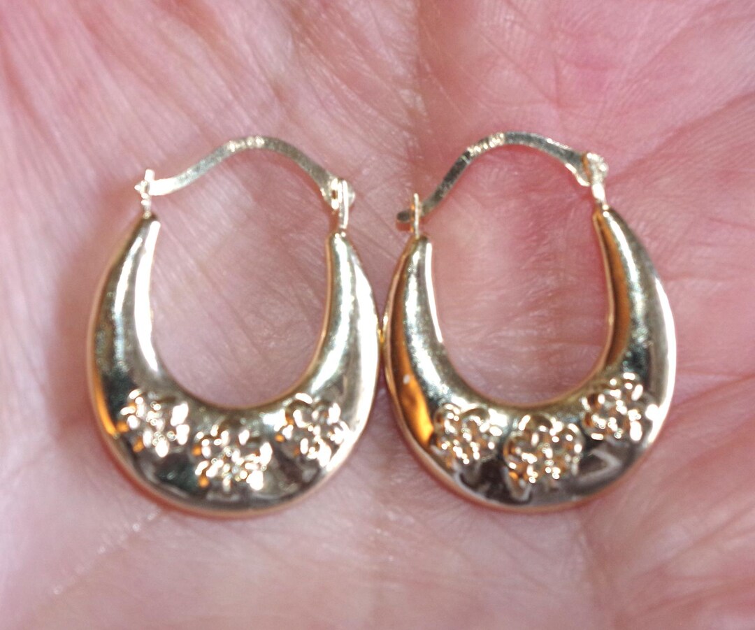 Vintage Ornate 14k Yellow Gold Gypsy Creole Hoop Earrings - Etsy
