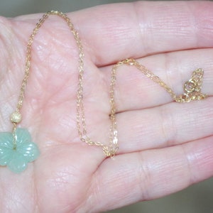14k Gold Jade Necklace Flower Jade Necklace for Women Jade Jewelry ...