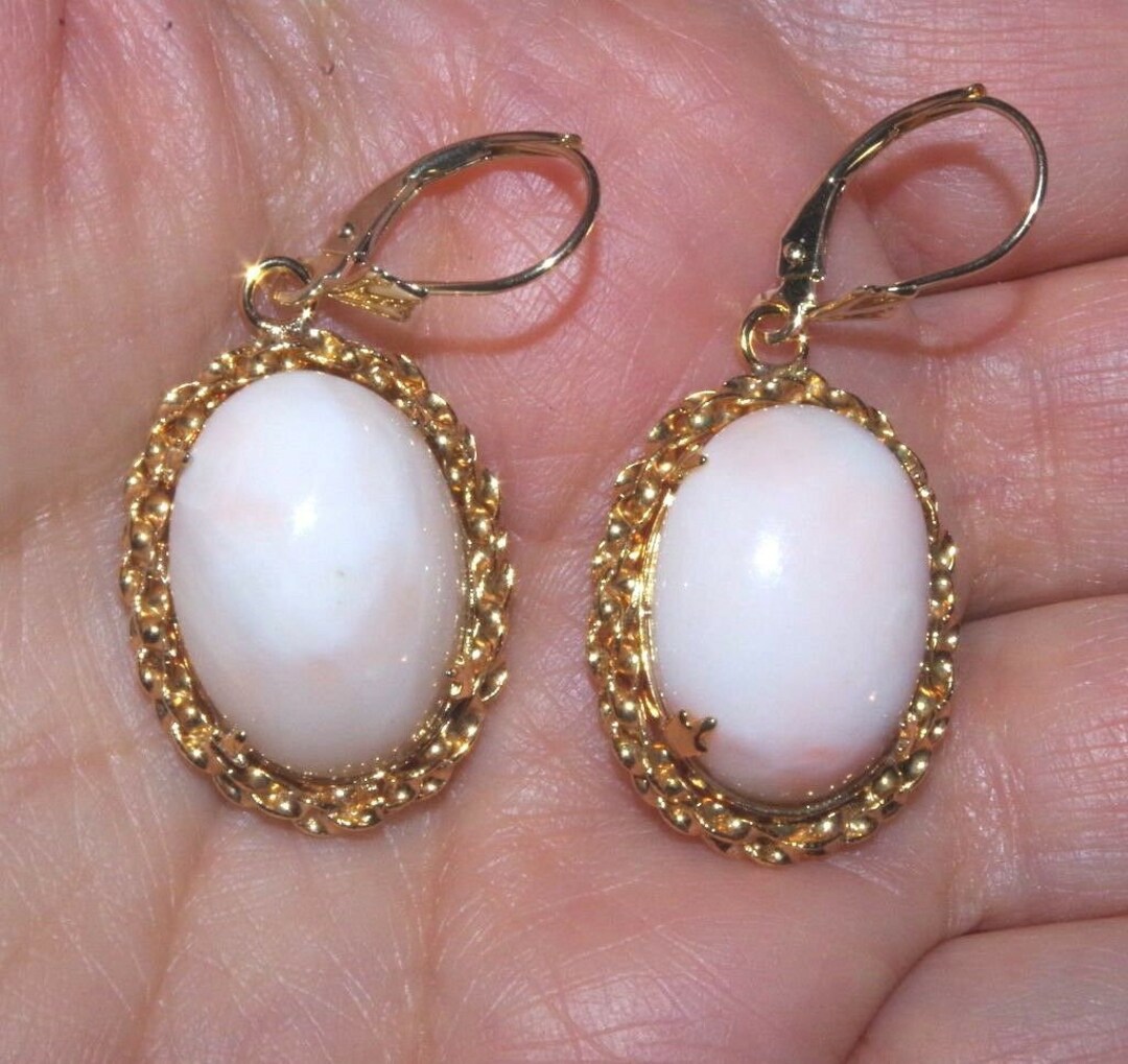 Antique 14K Gold Angel Skin Coral Filigree Earrings - Etsy