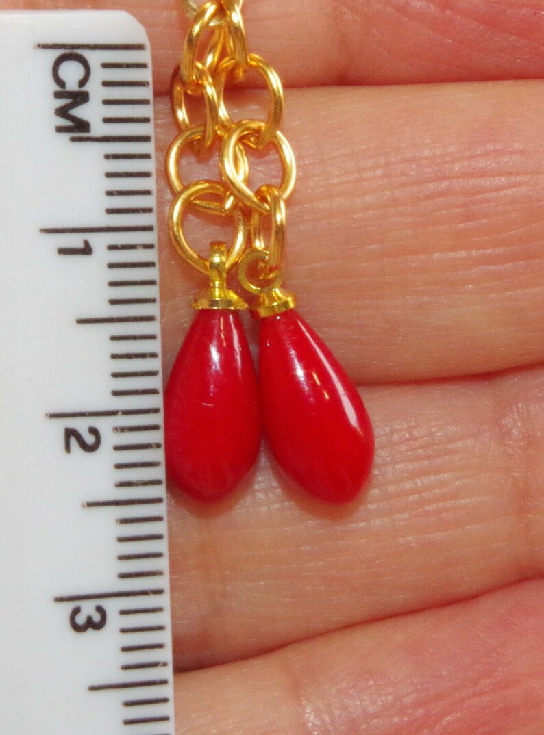 Petite 24MM Color Enhanced Red Coral Teardrop Elongated Earring Jackets ...