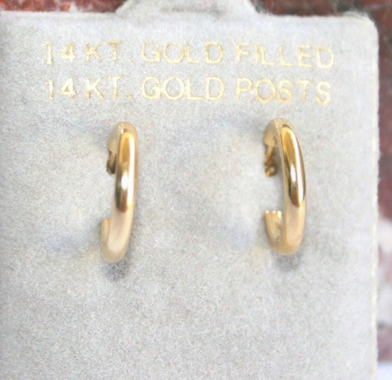 14K GF Perfect Small Huggie Shiny Hoop Earrings - Gem