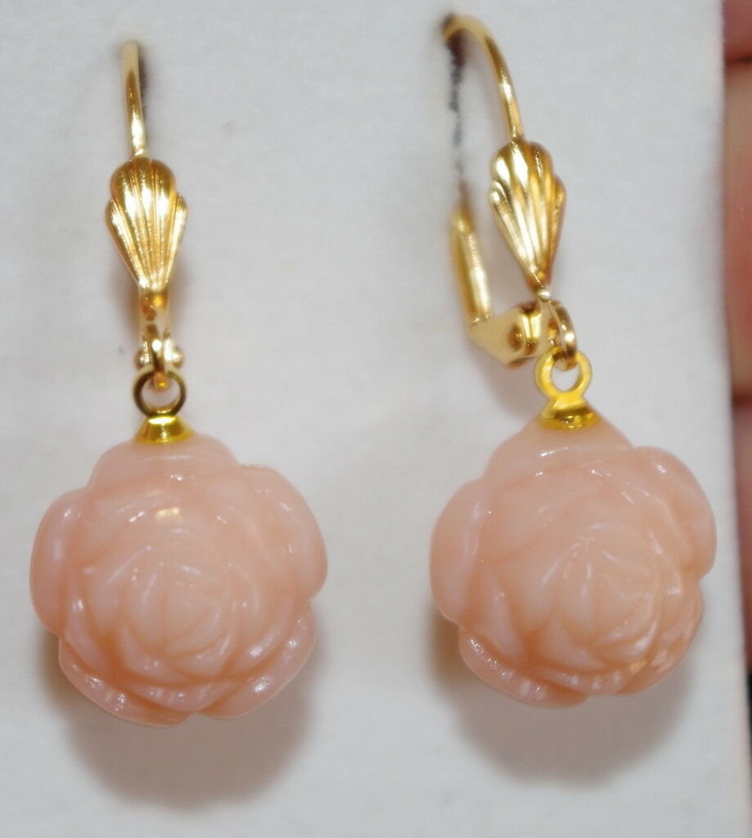 Synthetic Angel Skin Color 15MM Molded Gorgeous Carved Flower Coral ...