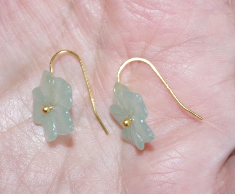 Hand Made Jadeite Jade Carved Flower Earrings - Etsy