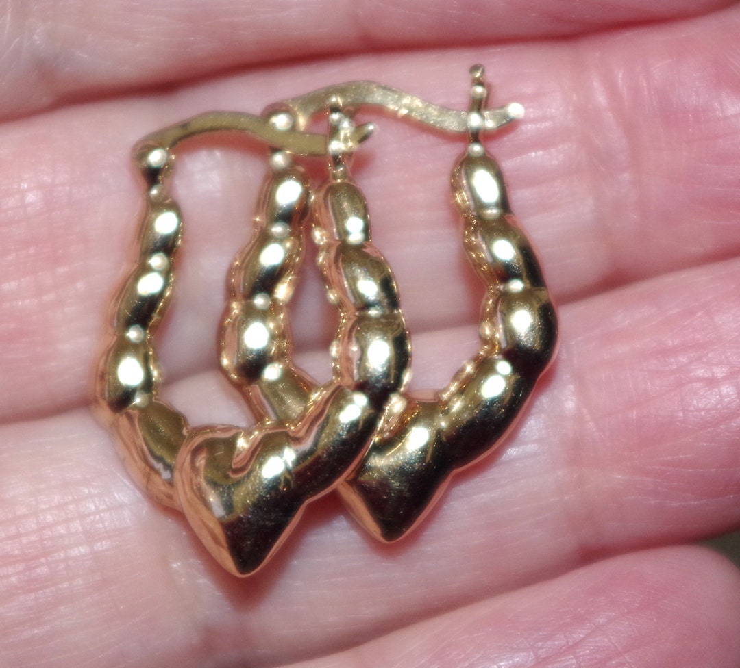 Vintage Ornate 14k Over Sterling Yellow Gold Gypsy Creole Hoop Earrings ...