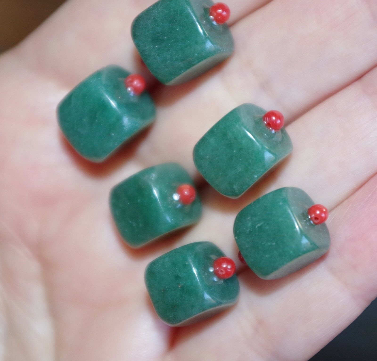 Quality Unique 14K Gold Filled Cube Jade & Italian Red Seed | Etsy