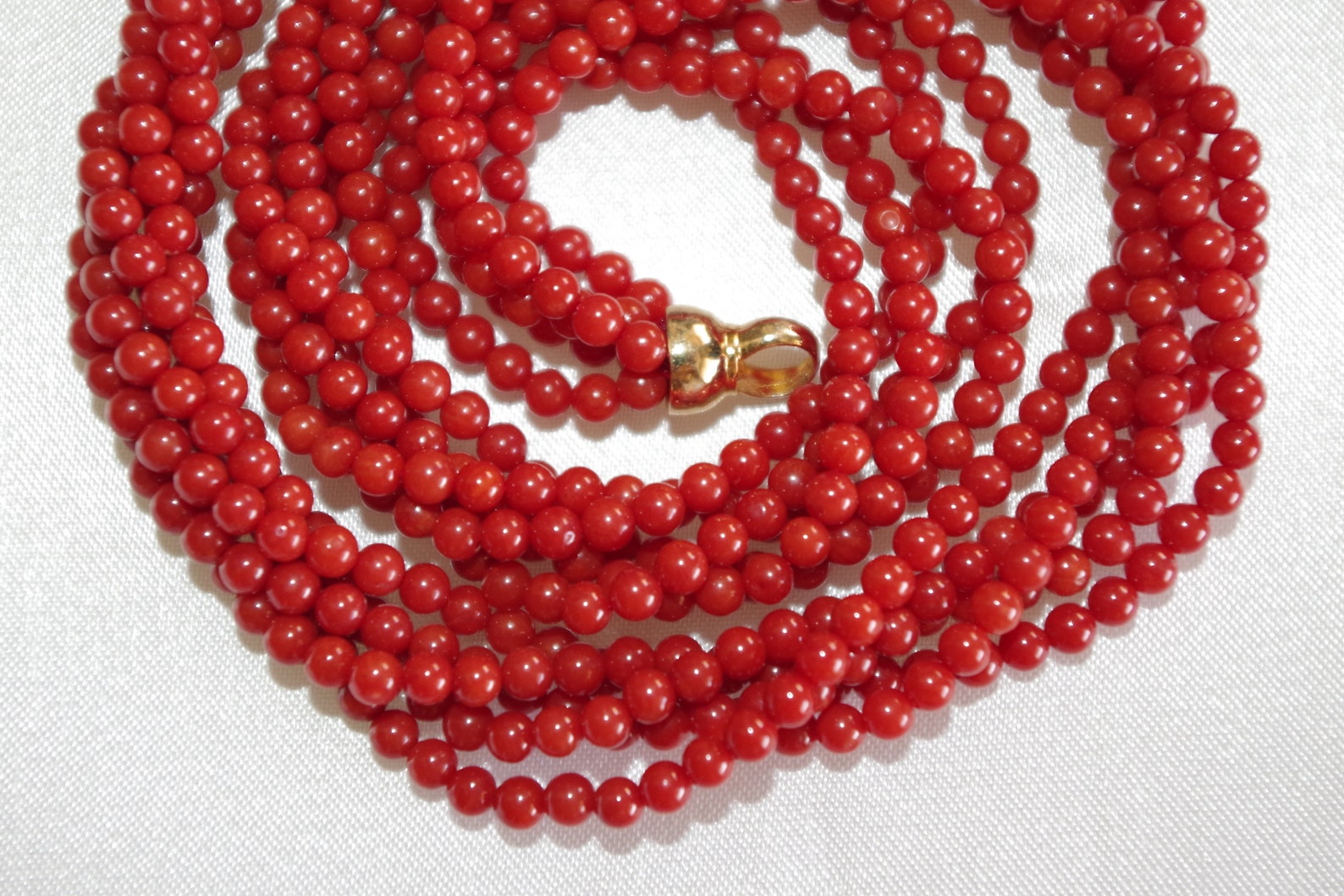 Antique 14K / Sterling Italian Undyed Sardinia Red Coral Large | Etsy