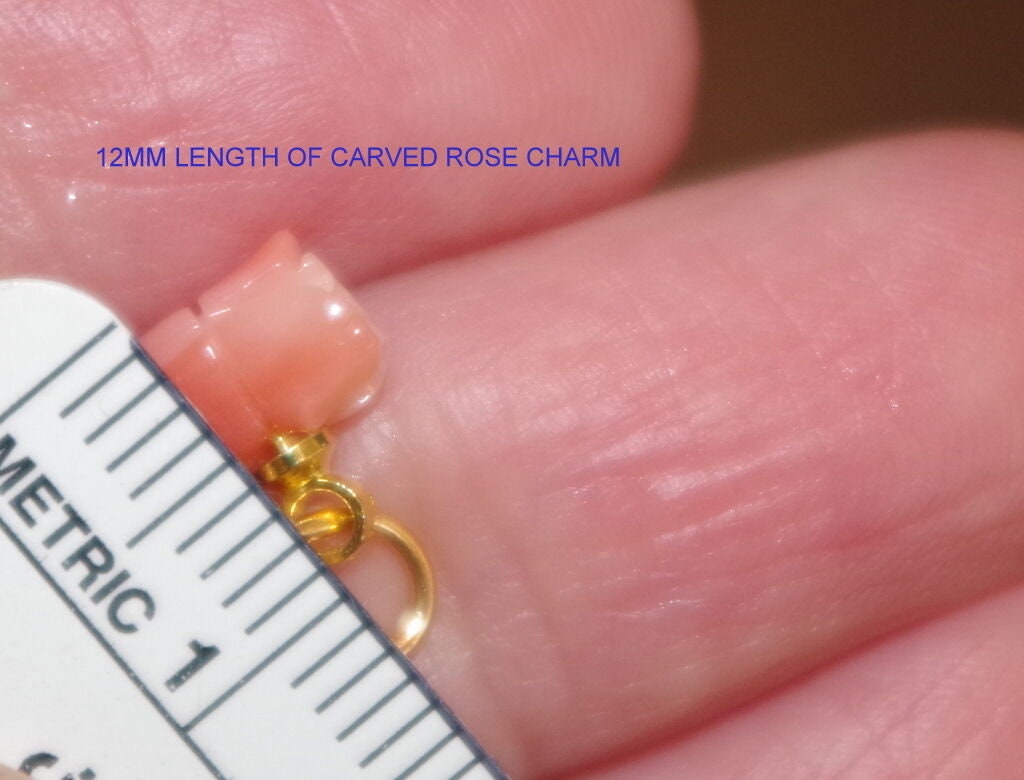 Carved Rose Flower Angel Skin Coral Vintage 14K GF Two Sided Add A ...