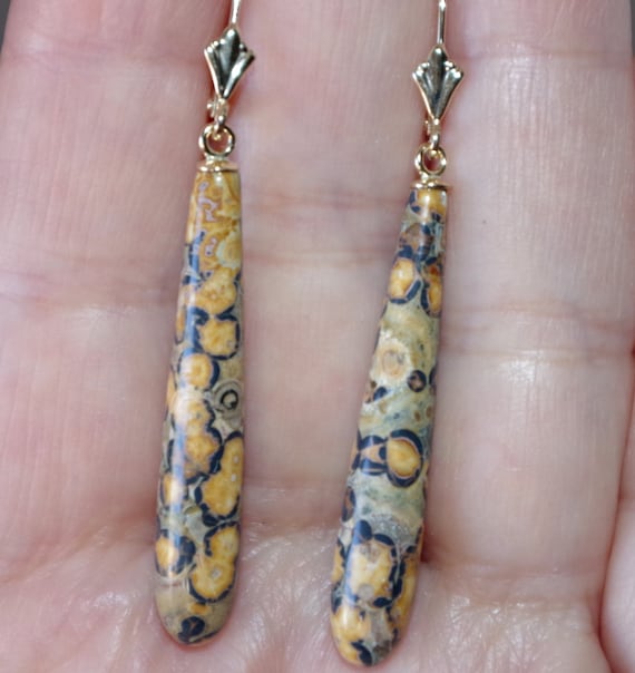 14K Gorgeous Lemon Yellow Colors Leopard Jasper Teard… - Gem