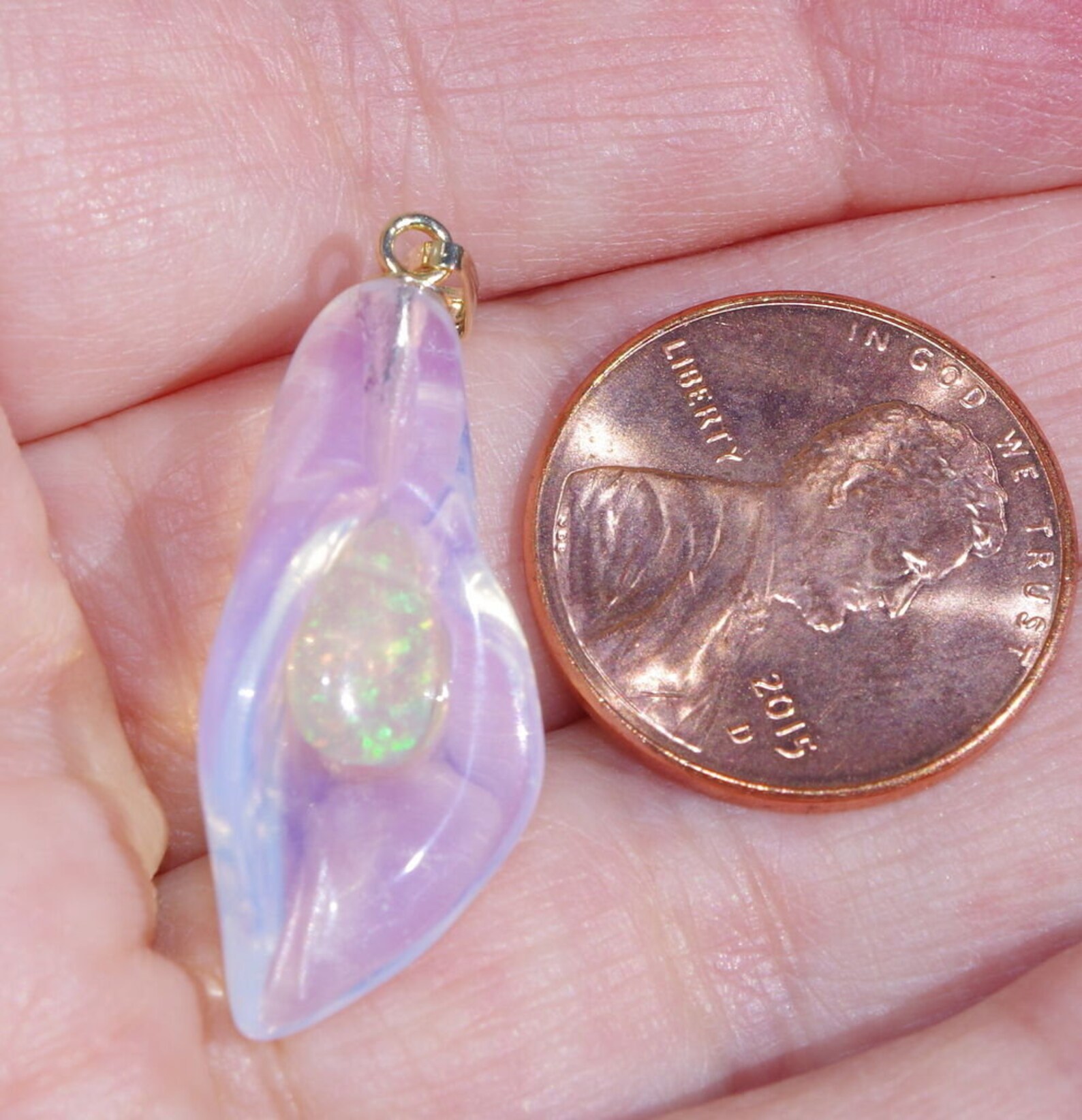 14K Gorgeous Large Lily Opalite W Fireyethiopian Opal Pendent - Etsy