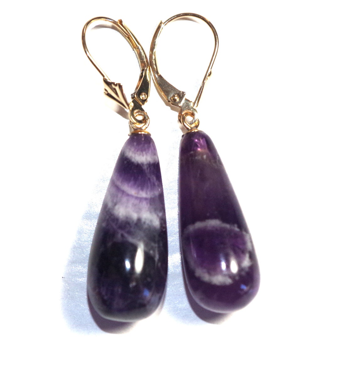 14K 40MM Large African Amethyst Tear Drop Earrings - Etsy