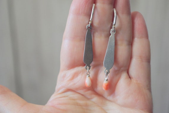 Vintage Sterling Large Momo Red Coral Elongated Teard… - Gem