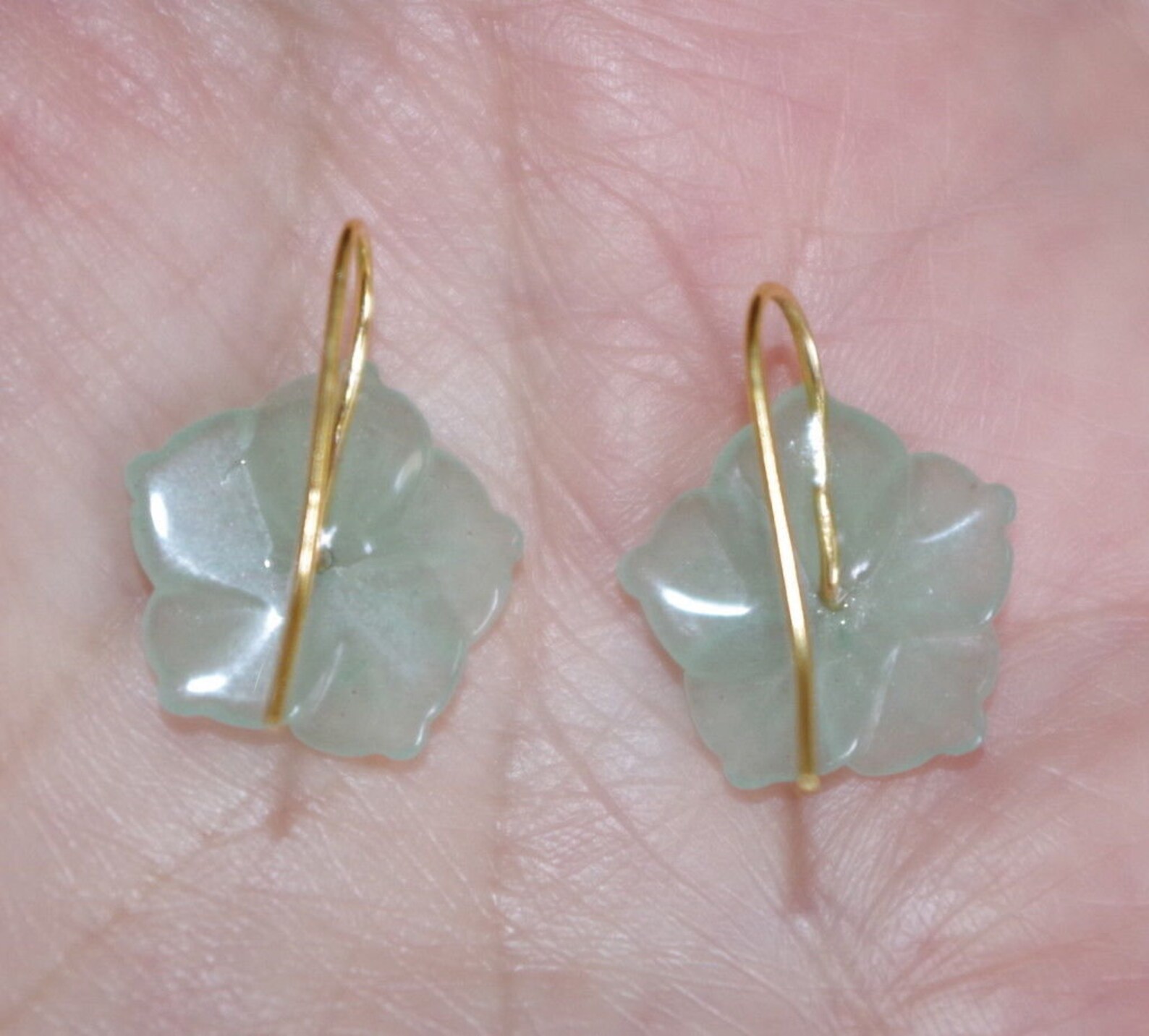 Hand Made Jadeite Jade Carved Flower Earrings - Etsy