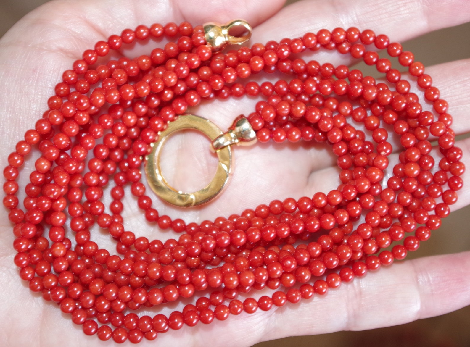 Antique 14K / Sterling Italian Undyed Sardinia Red Coral Large | Etsy