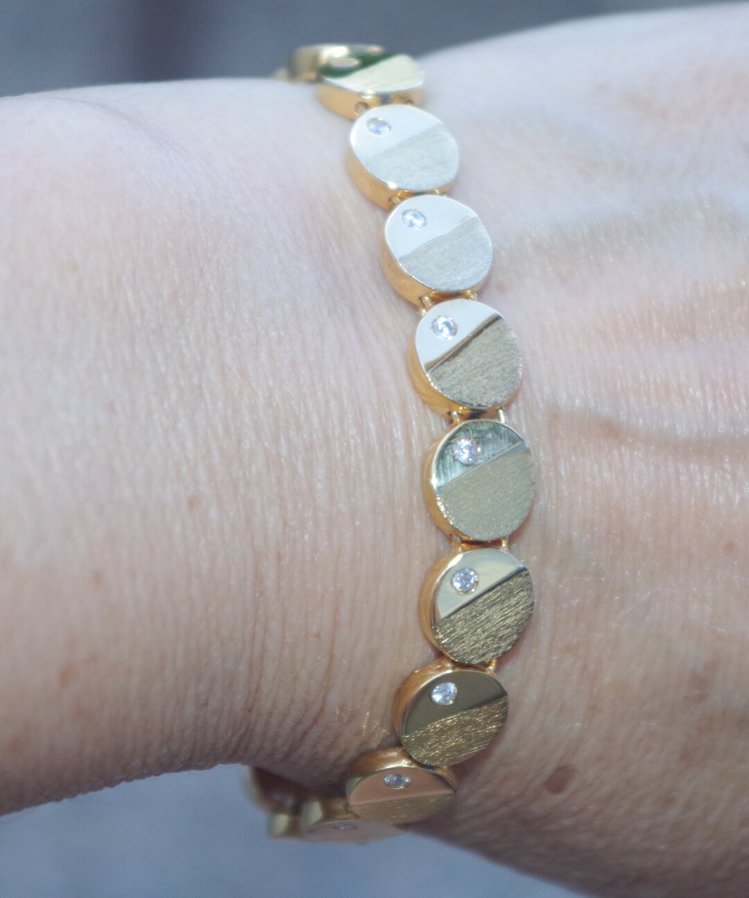 Vintage KDS 14K Gold Filled Diamond Link Bracelet - 7 Inch - Etsy