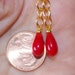 Petite 24MM Color Enhanced Red Coral Teardrop Elongated Earring Jackets ...