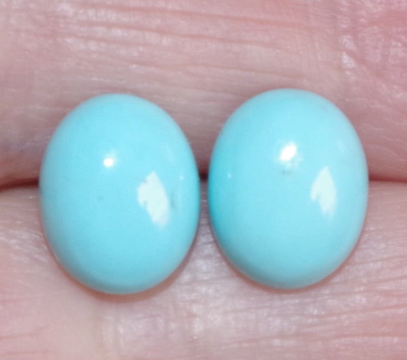 14K Sleeping Beauty Turkish Turquoise Quality 9MM Oval Stud - Etsy